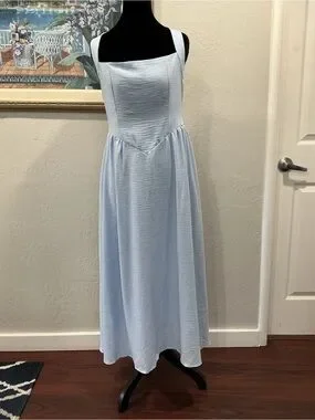 Icemode | Dresses | Square Neck Light Blue Maxi Dress With Wide Straps ...